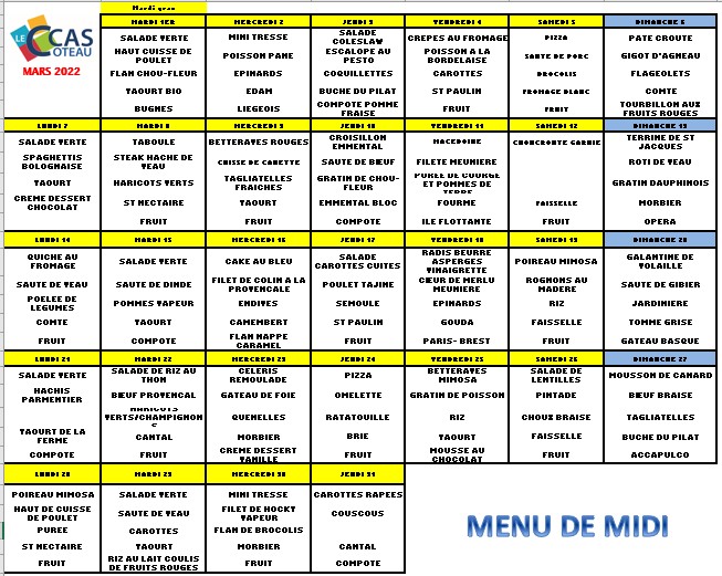 Menus du mois - EHPAD LE PARC Menus du mois - EHPAD LE PARC